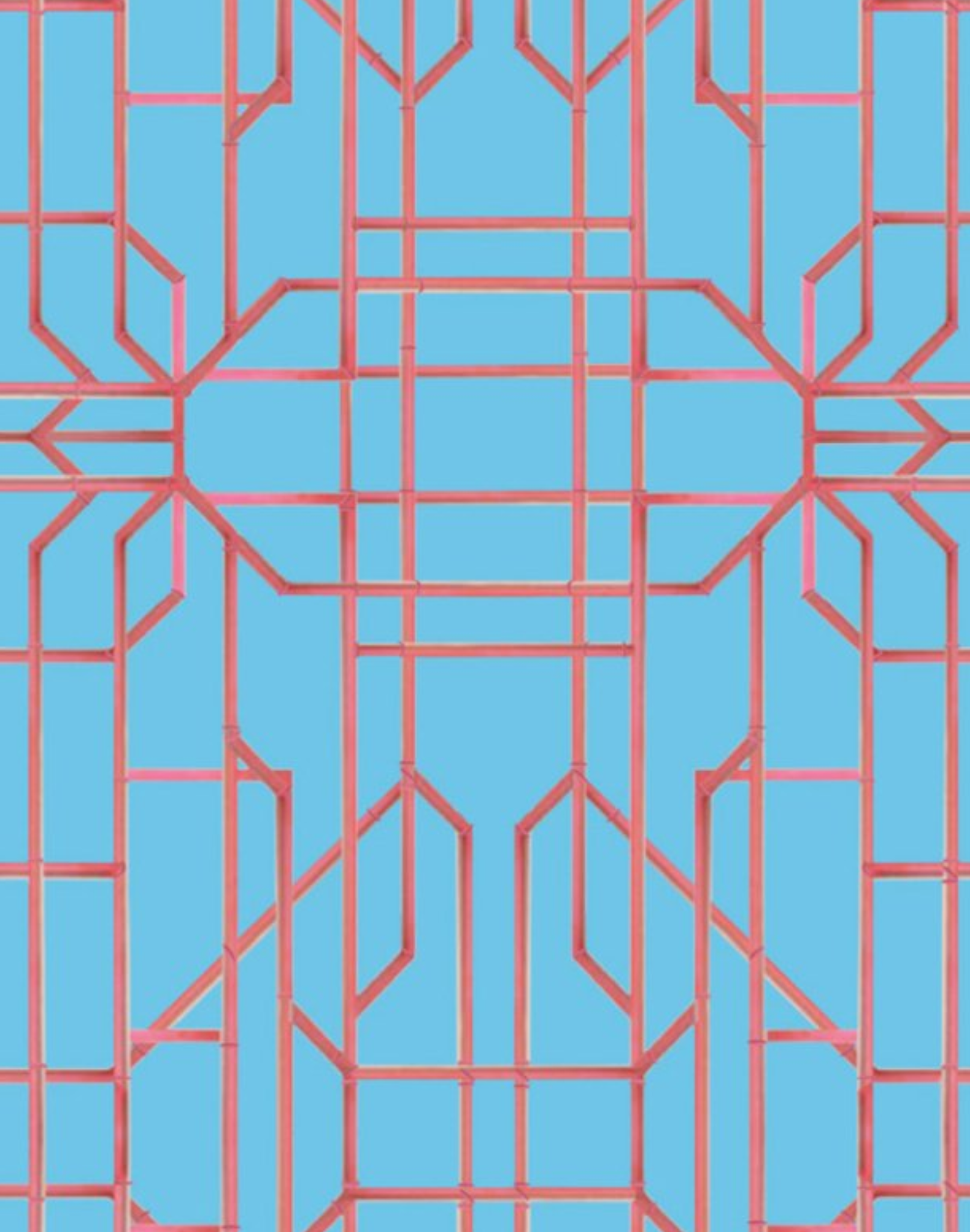 Bamboo Candy, Red on Swedish Blue – The Pattern Collective