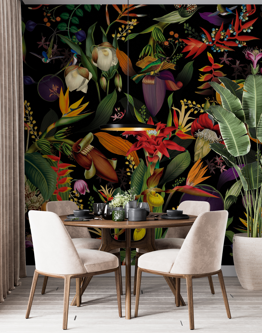 Dark Colombian Flowers Wallfabric – The Pattern Collective