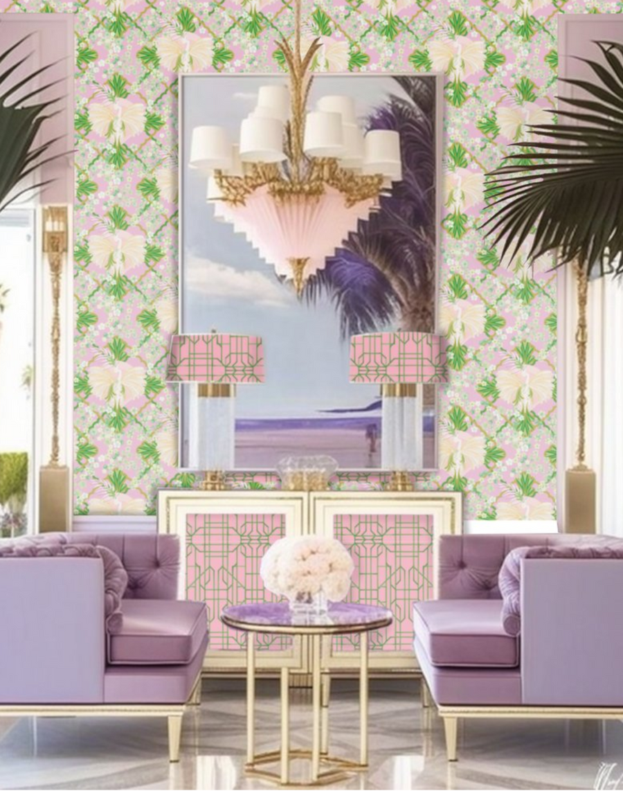 Faded Glamour, China Blue on Chartreuse – The Pattern Collective