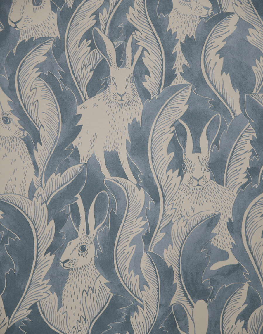Hares in Hiding, Smokey Blue – The Pattern Collective