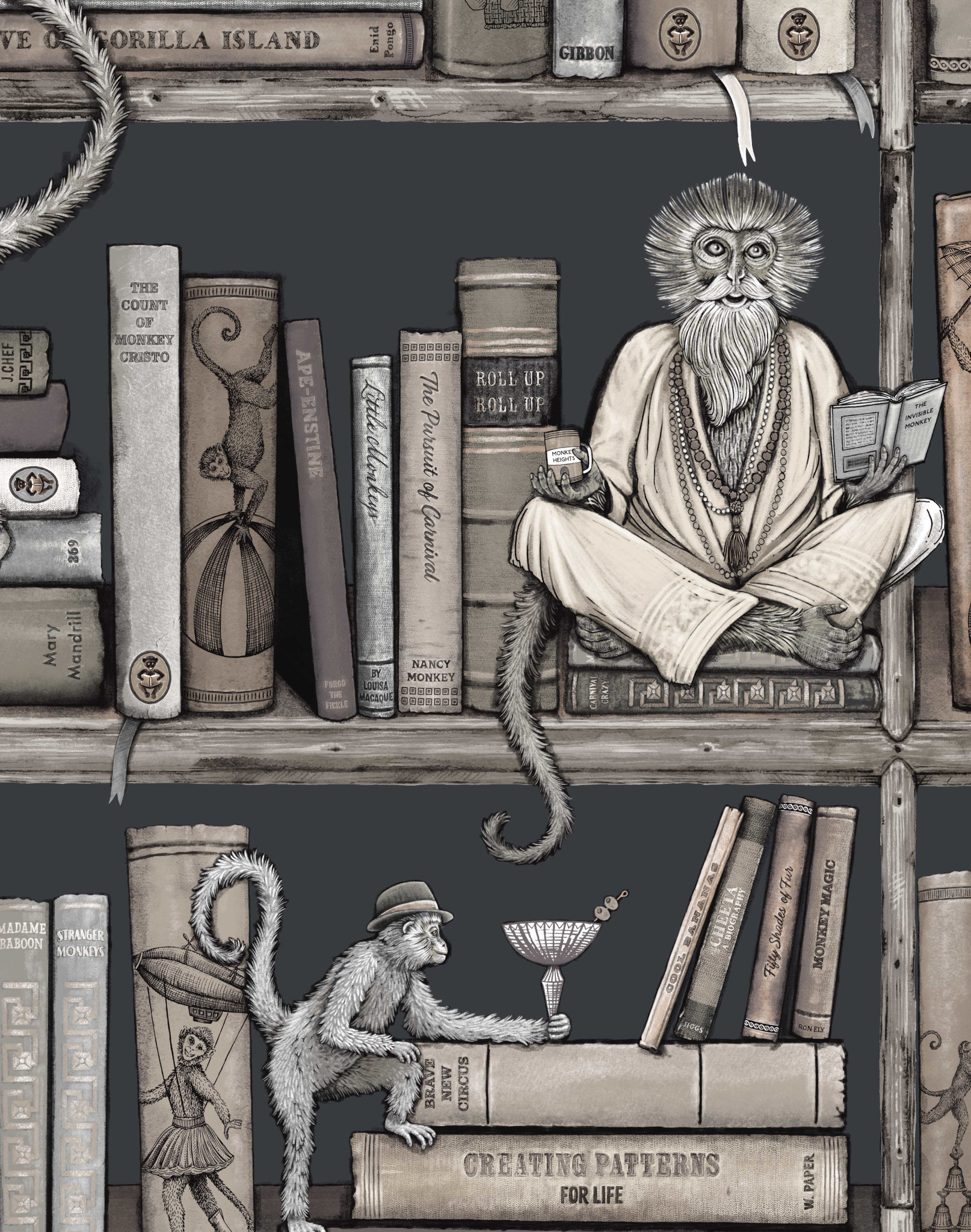 MONKEY LIBRARY TAUPES – The Pattern Collective