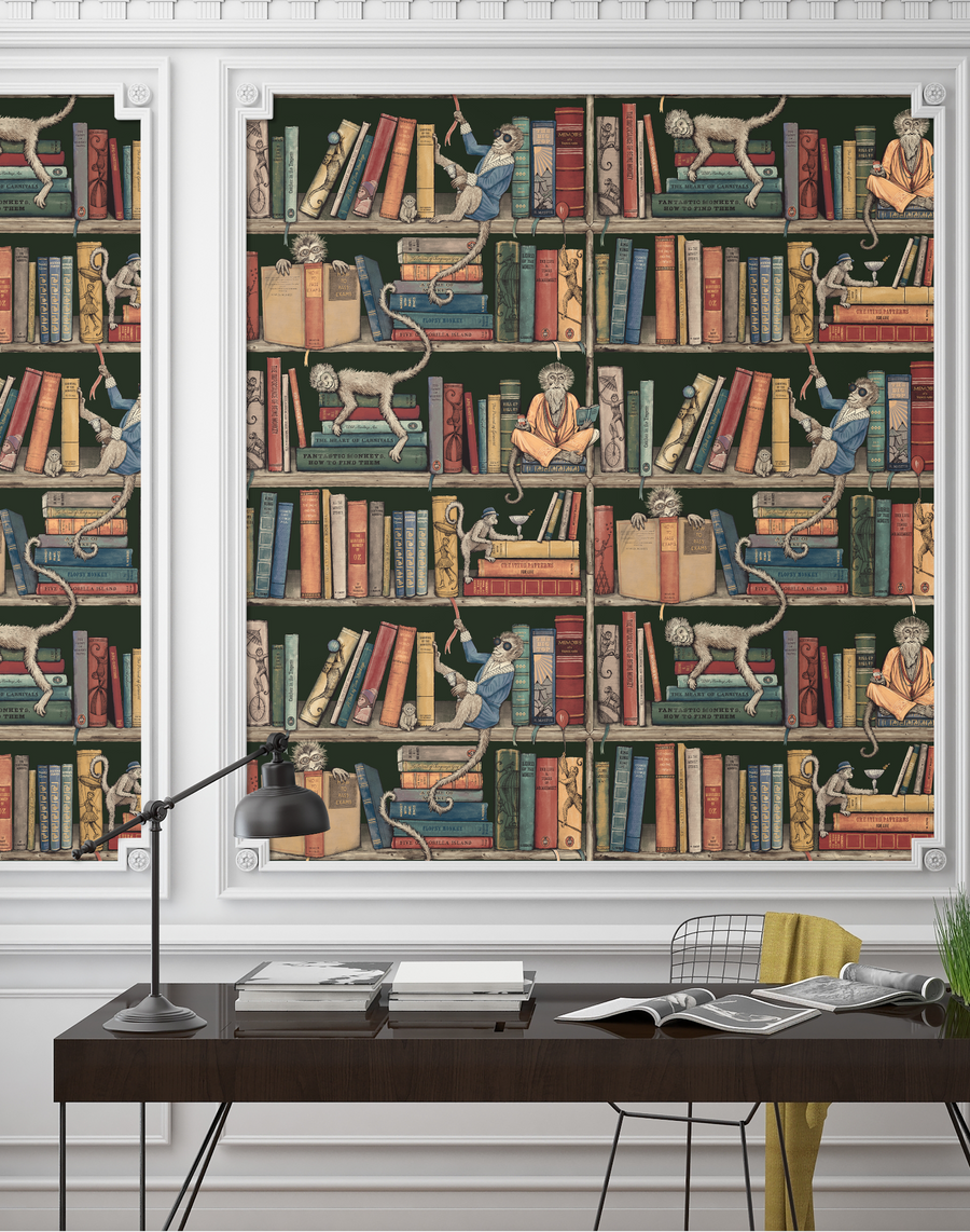 MONKEY LIBRARY TRADITIONAL GREEN – The Pattern Collective