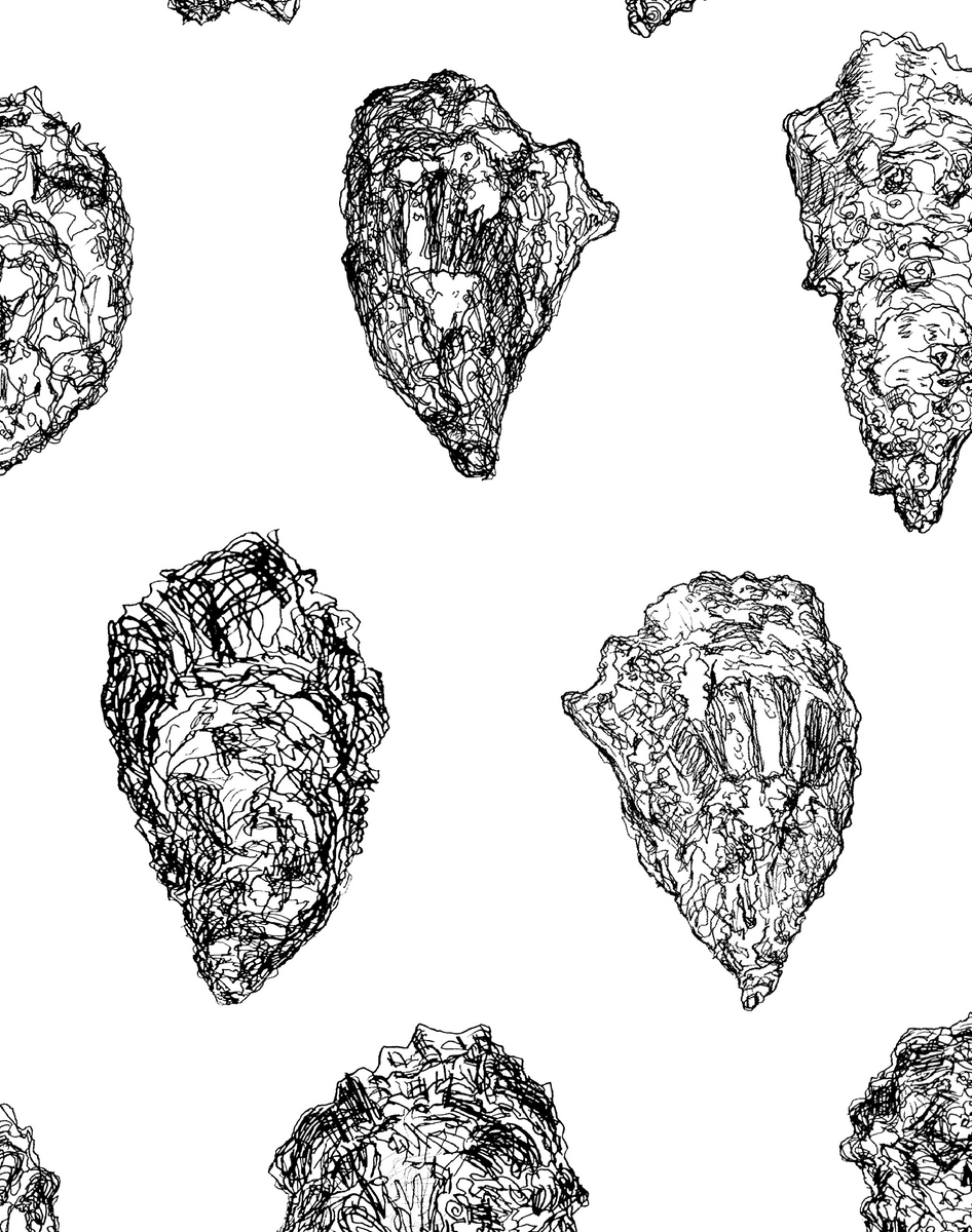 Oysters, Black on White – The Pattern Collective