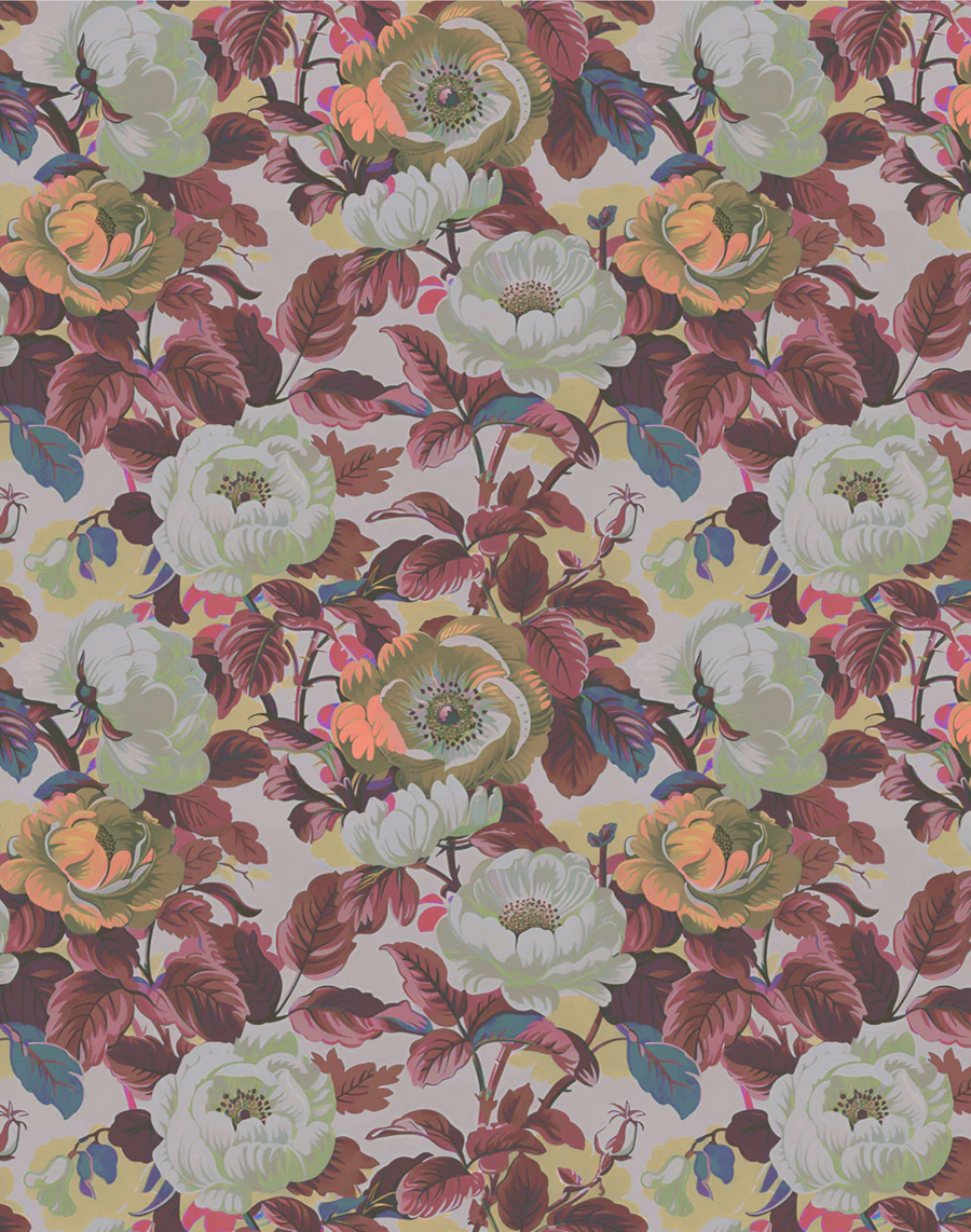 Rococo Roses, Claret – The Pattern Collective