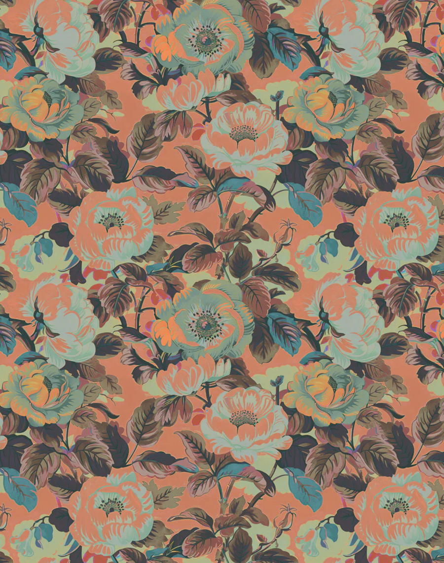 Rococo Roses, Coral – The Pattern Collective