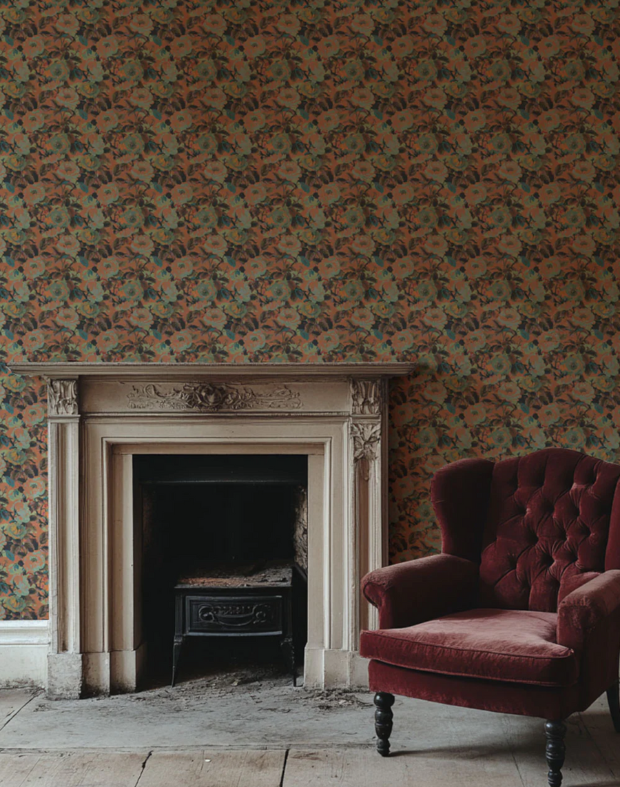Rococo Roses, Coral – The Pattern Collective