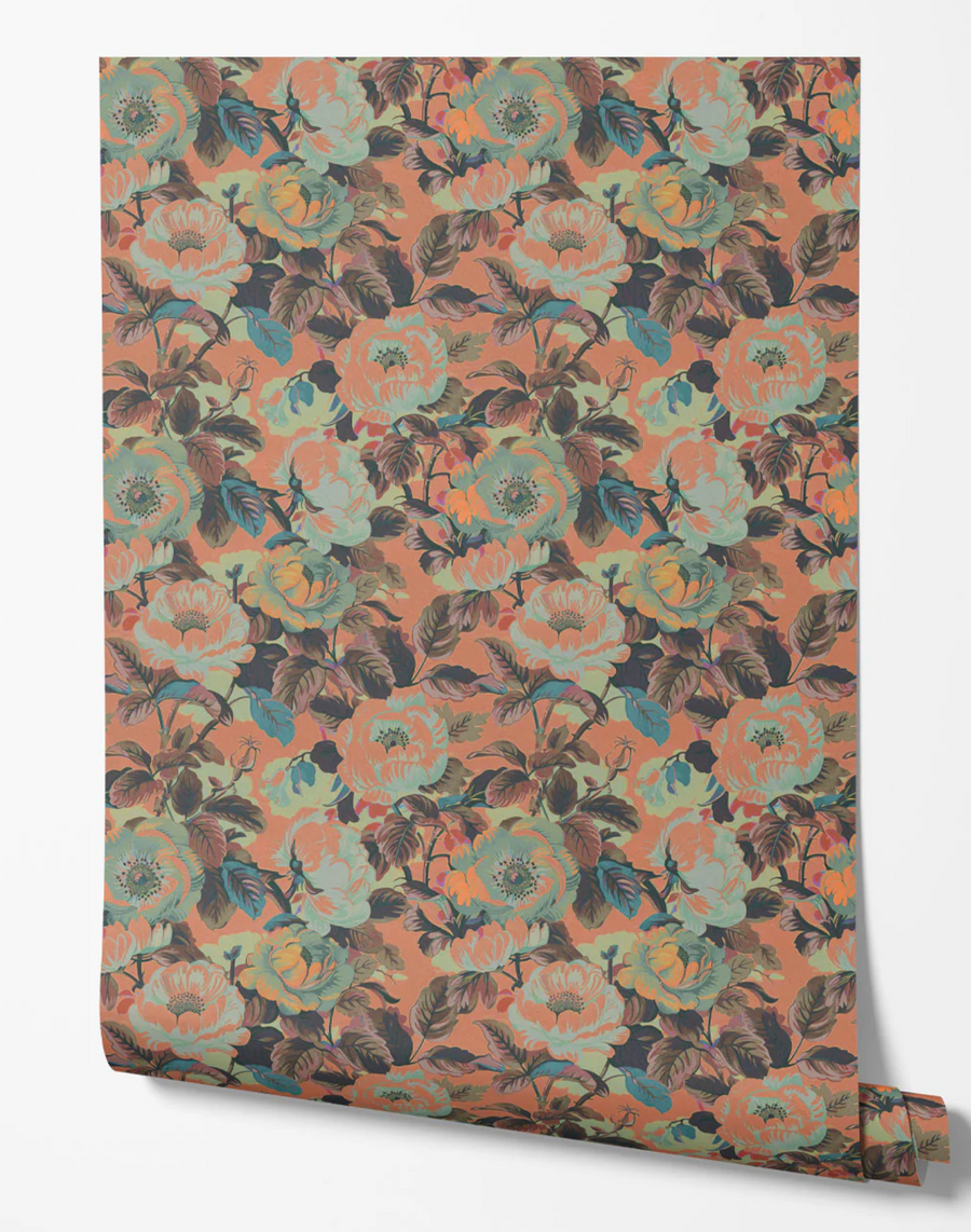 Rococo Roses, Coral – The Pattern Collective