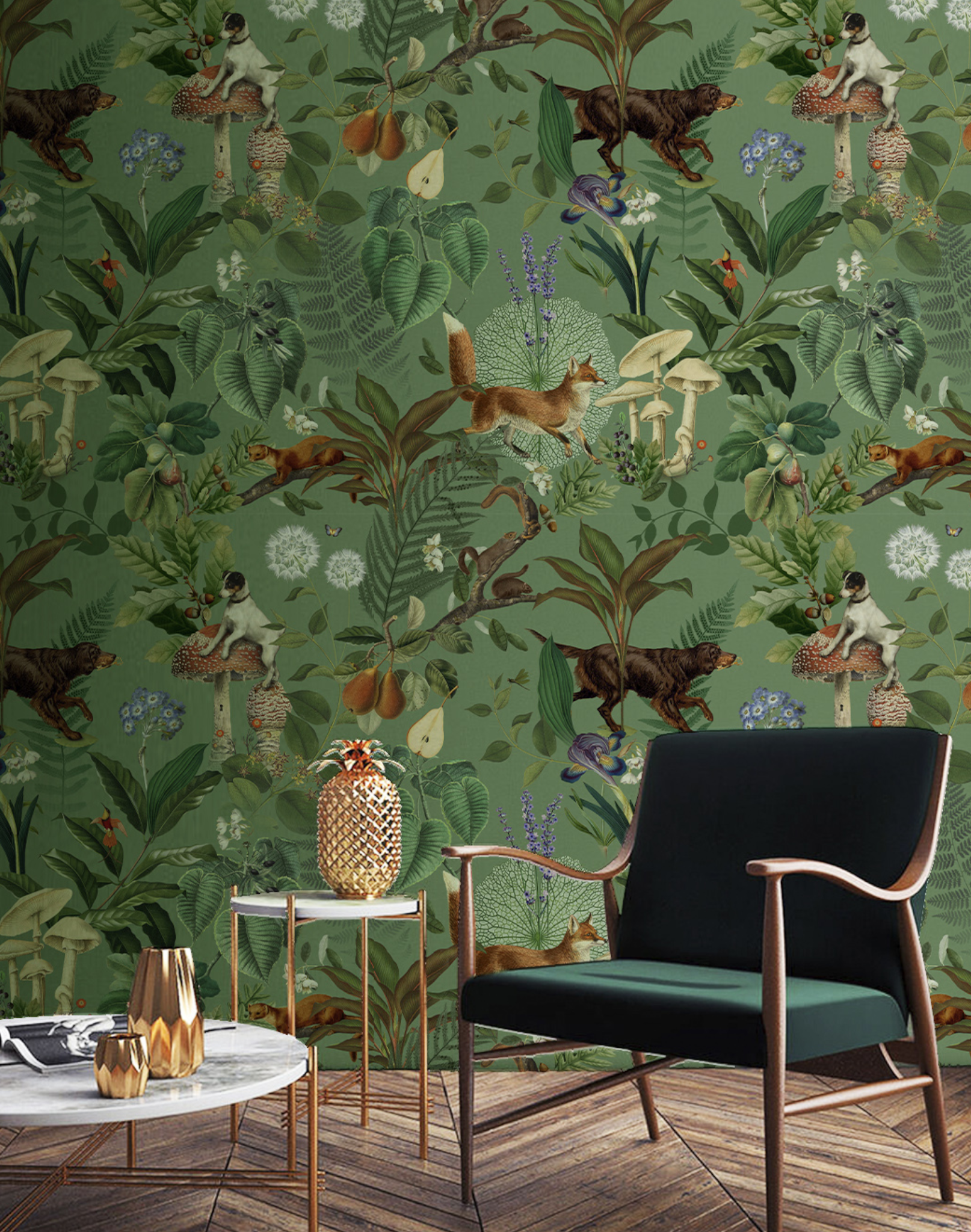 The Forest, Mint Wallfabric – The Pattern Collective