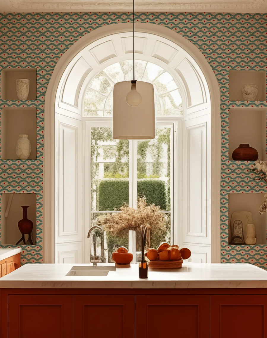 Wiggly Squiggly, Blue and Red - LARGE SCALE – The Pattern Collective