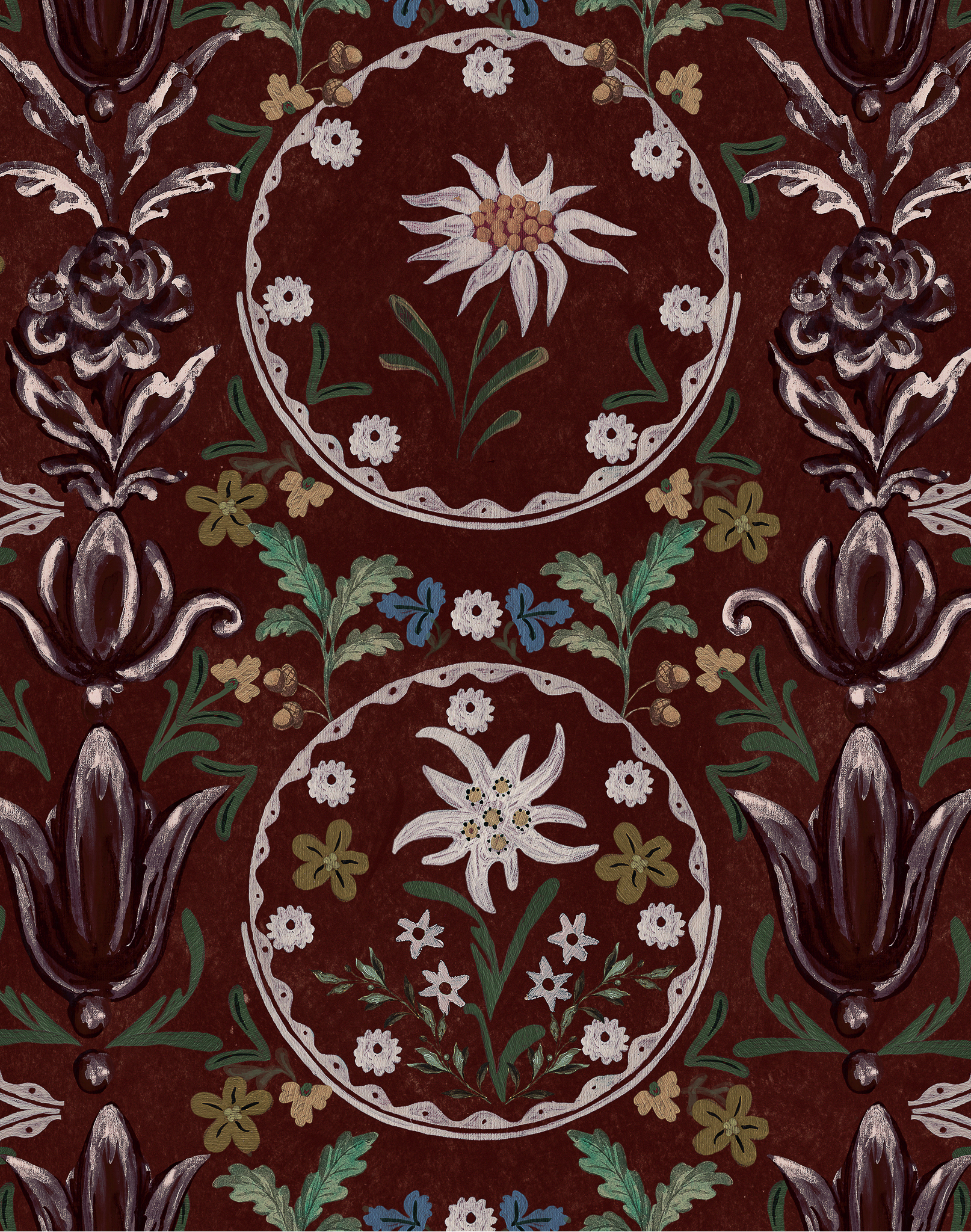 Edelweiss Burgundy – The Pattern Collective