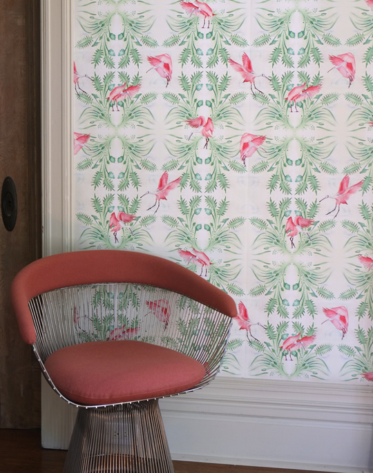 Roseate Spoonbill, Emerald/Pink – The Pattern Collective